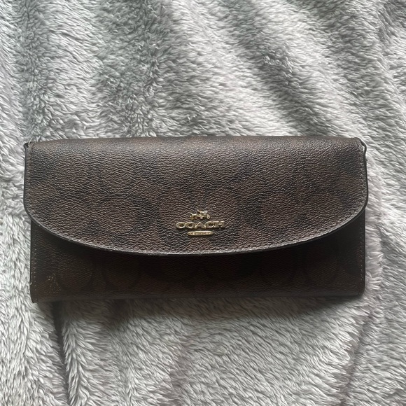 Coach | Bags | Coach Blackbrown Slim Envelope Wallet In Signature ...